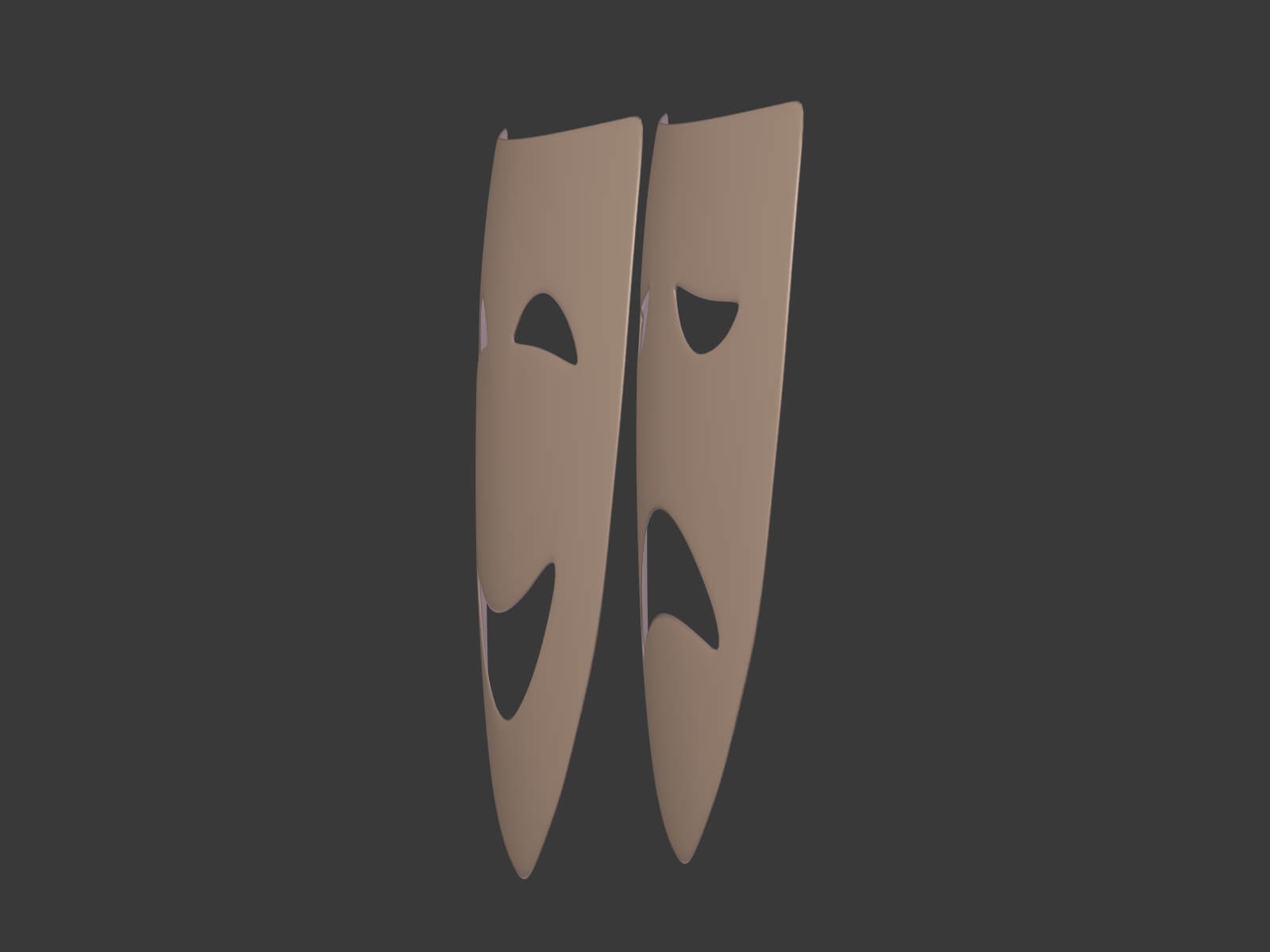 Theater Mask Happy Sad Face - 3D Model by Ocstard