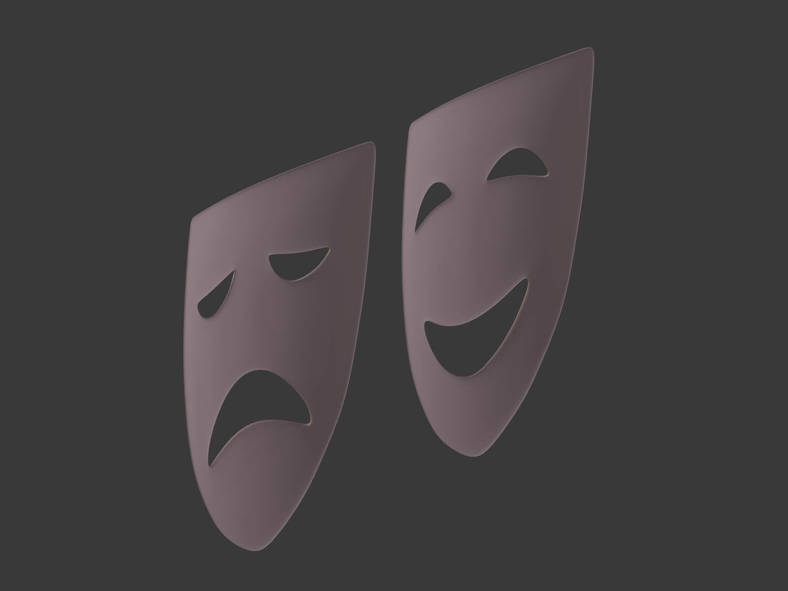 Theater Mask Happy Sad Face - 3D Model by Ocstard
