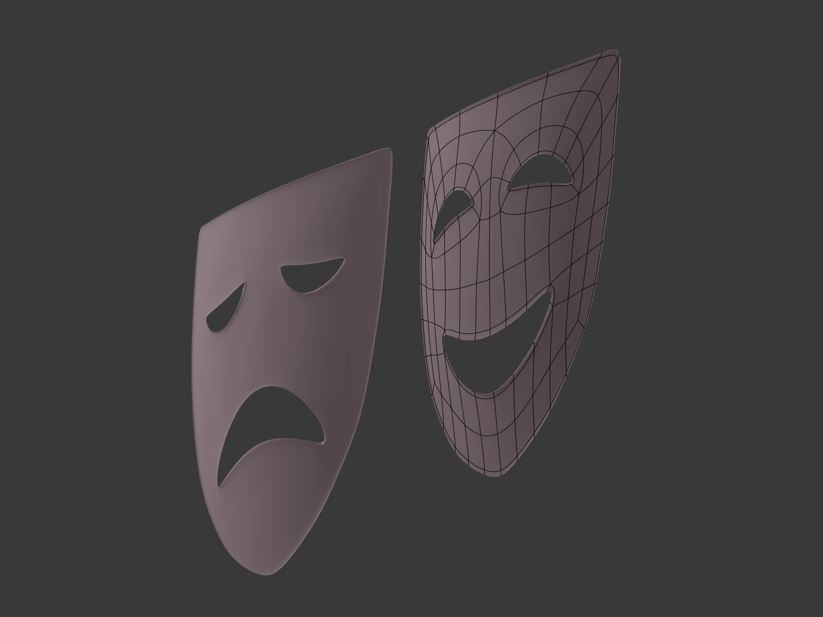 Theater Mask Happy Sad Face - 3D Model by Ocstard