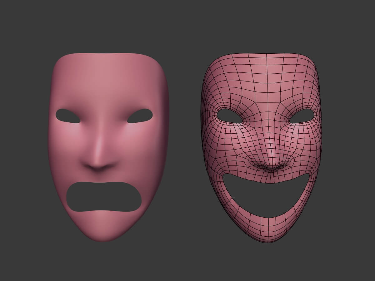 Theater Mask Simple - 3D Model by Ocstard