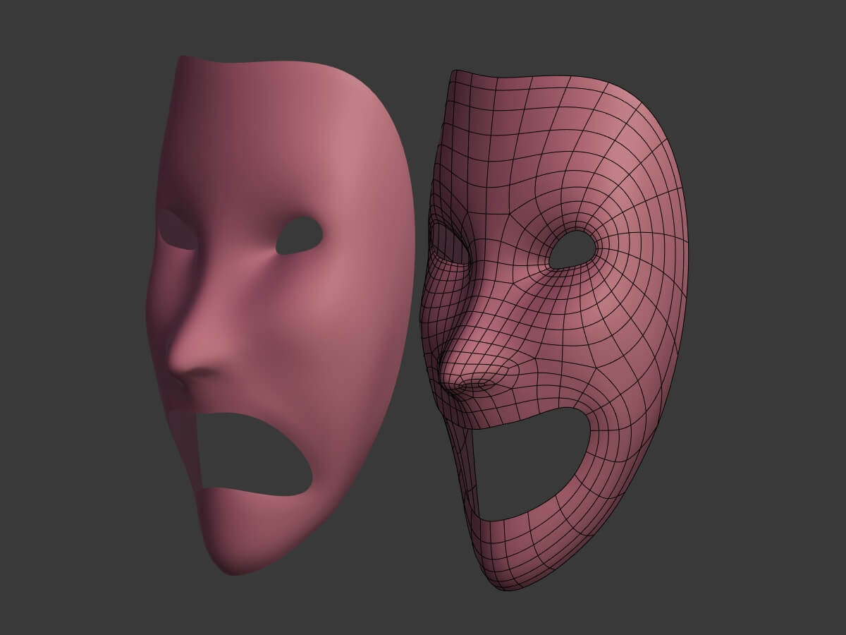 Theater Mask Simple - 3D Model by Ocstard
