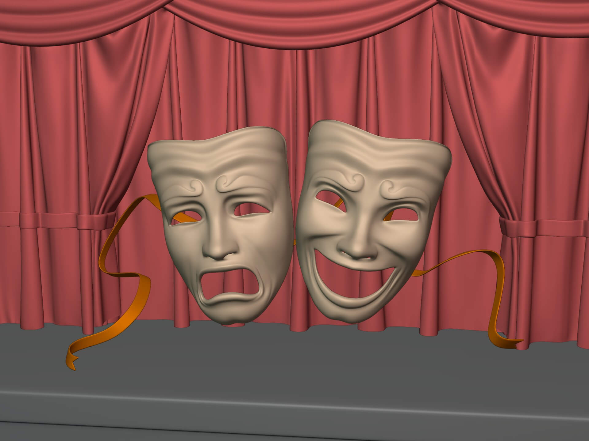 Theater Masks - 3D Model by Ocstard