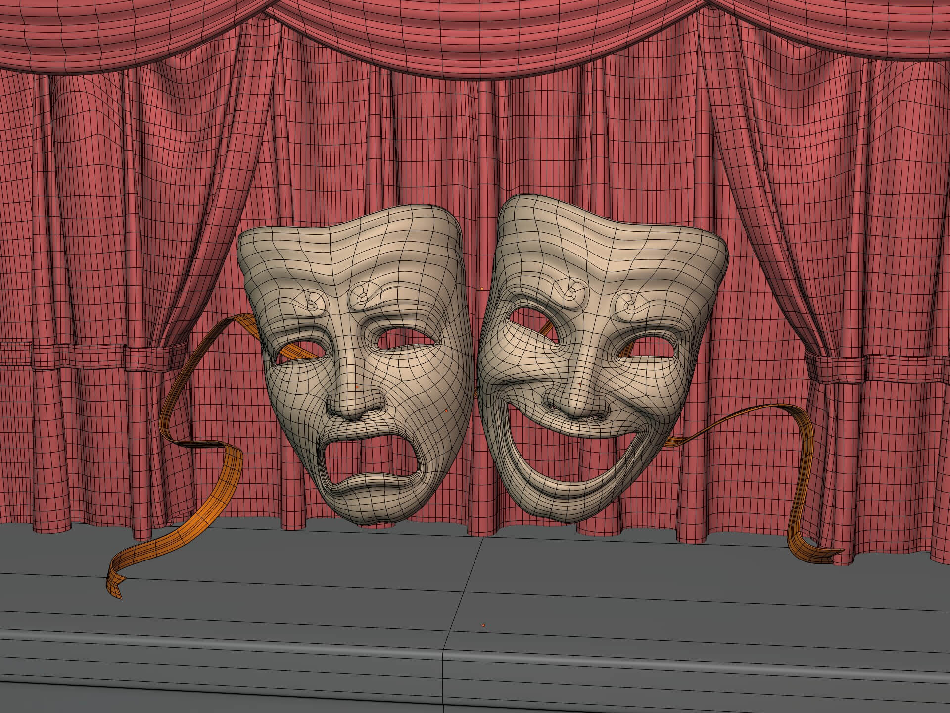 Theater Masks - 3D Model by Ocstard