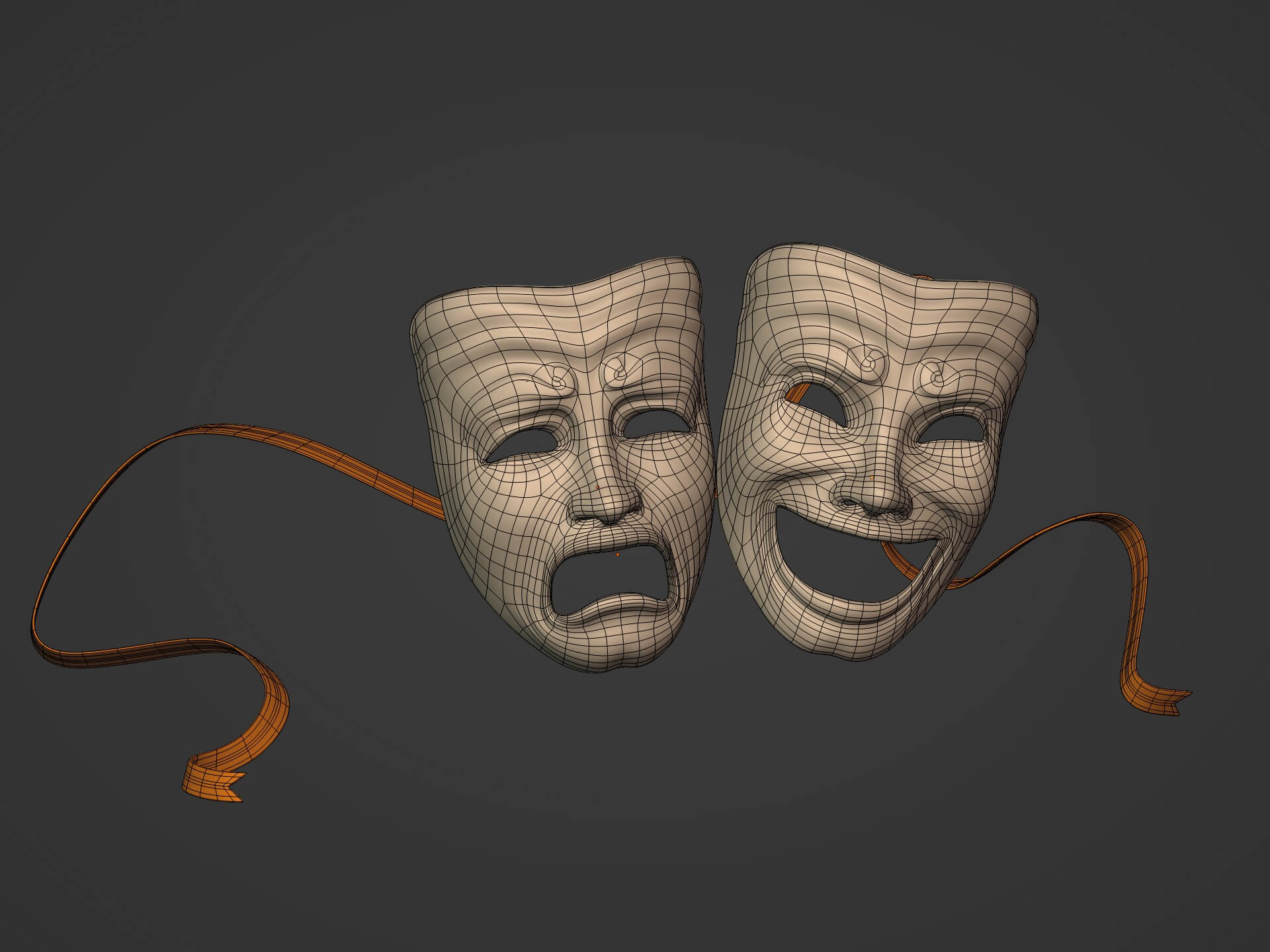 Theater Masks - 3D Model by Ocstard