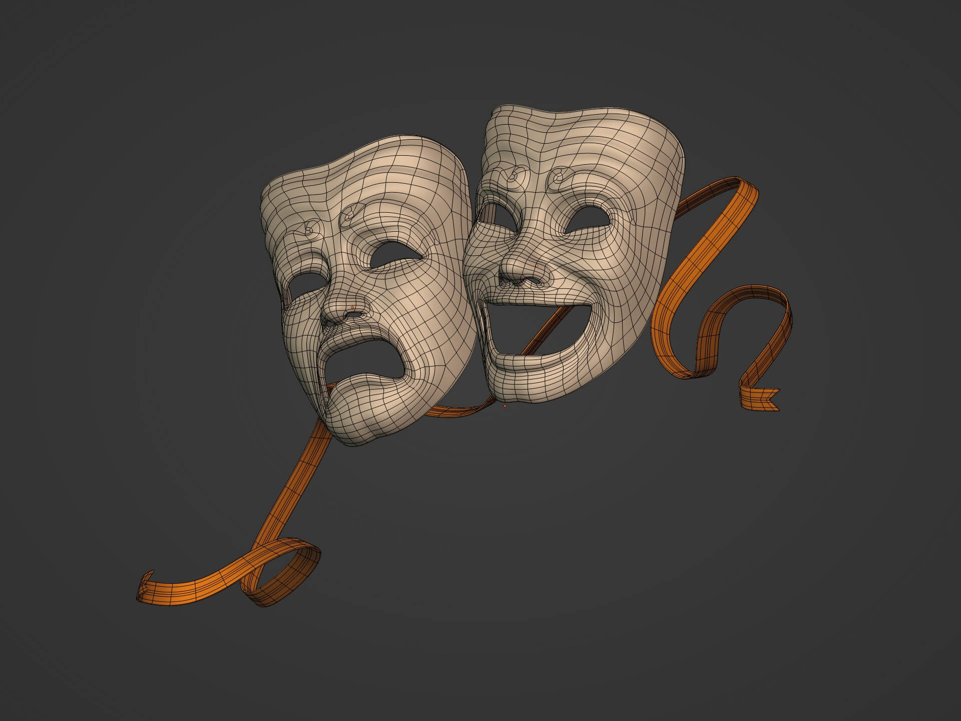 Theater Masks - 3D Model by Ocstard