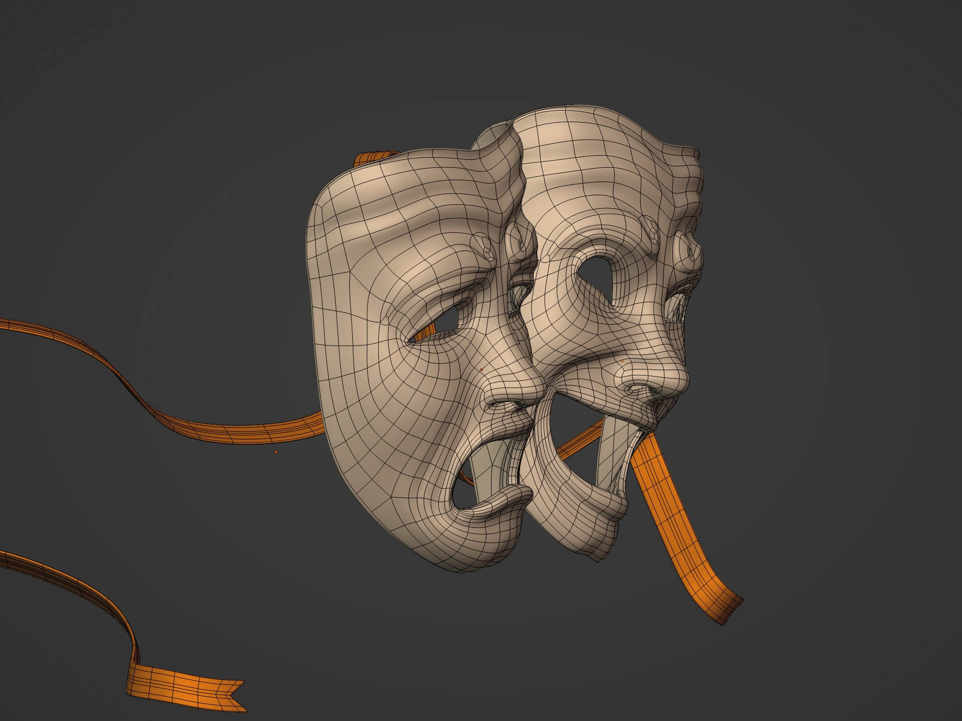 Theater Masks - 3D Model by Ocstard