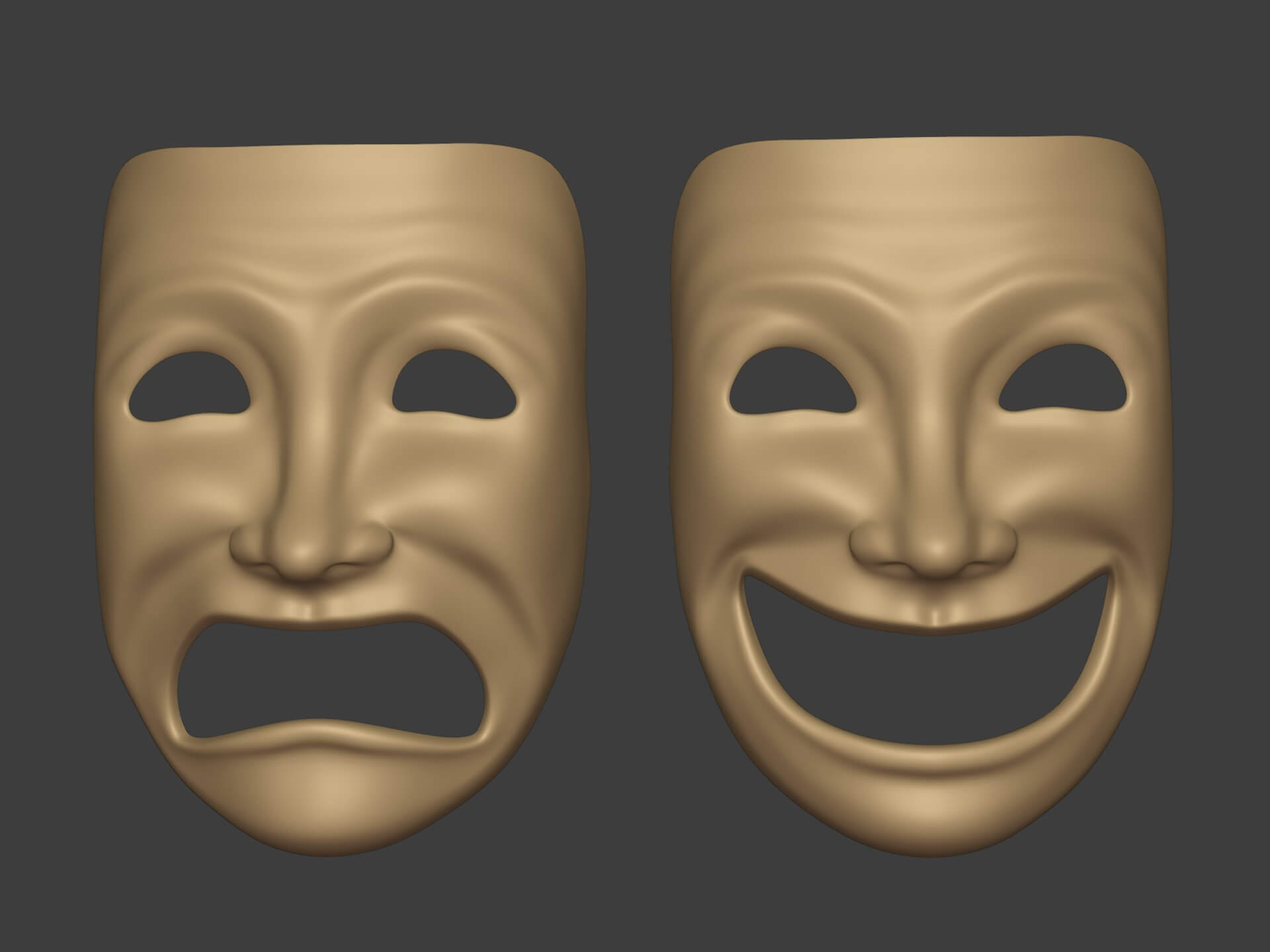 Theater Masks - 3D Model by Ocstard