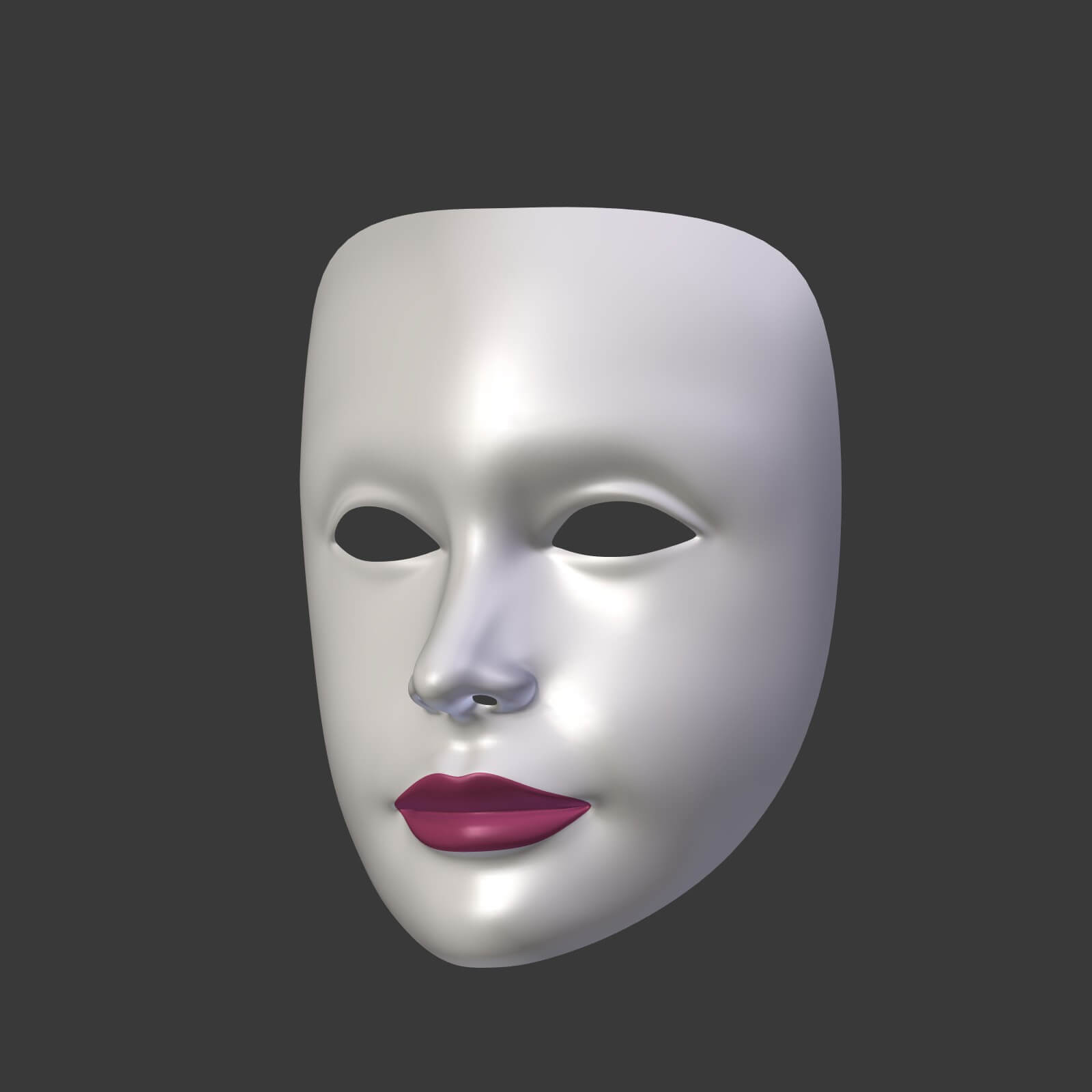 Theater Woman Mask With Neutral Face Expressions - 3D Model by Ocstard
