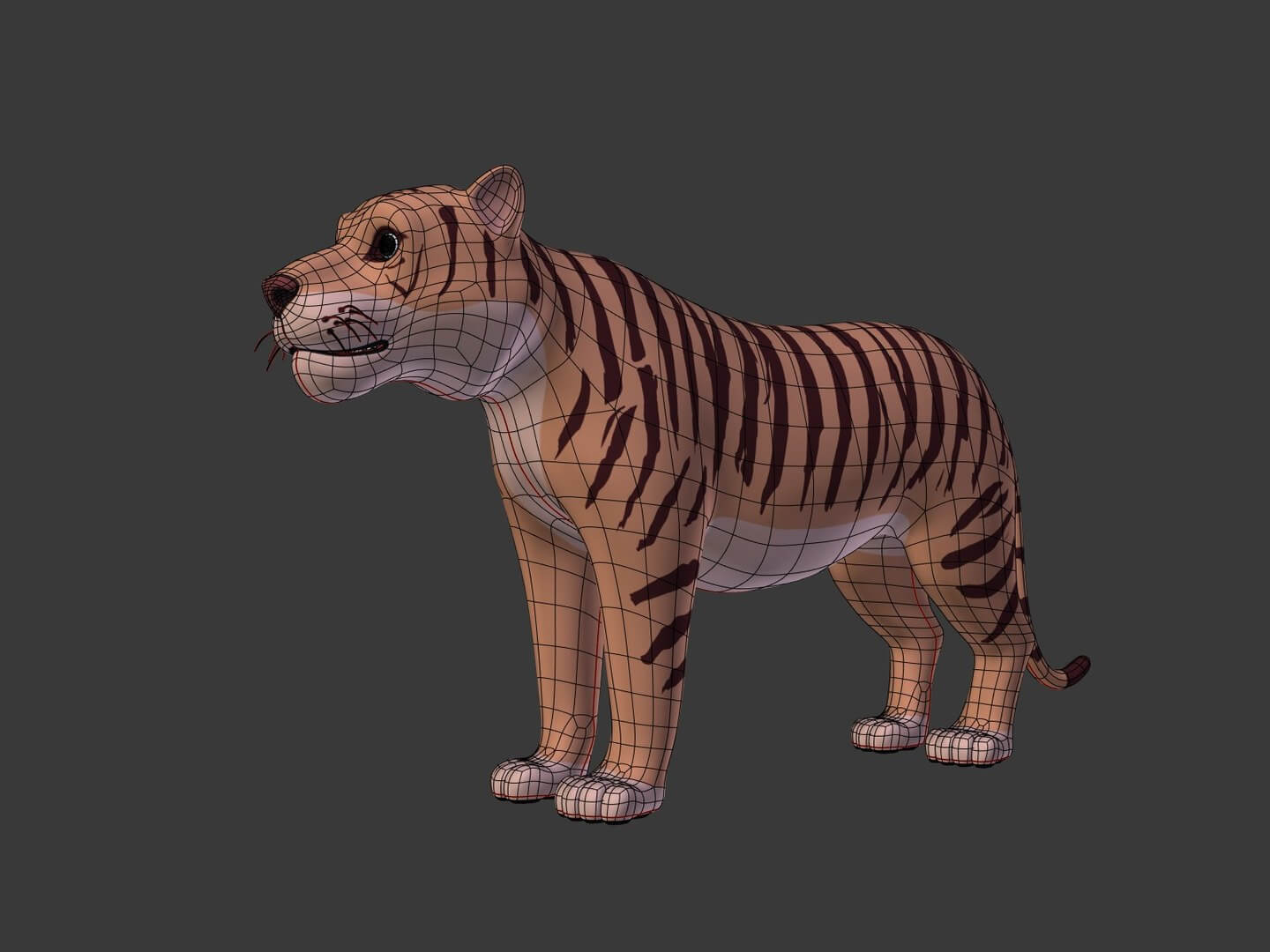 Cartoon Tiger - 3D Model by Ocstard