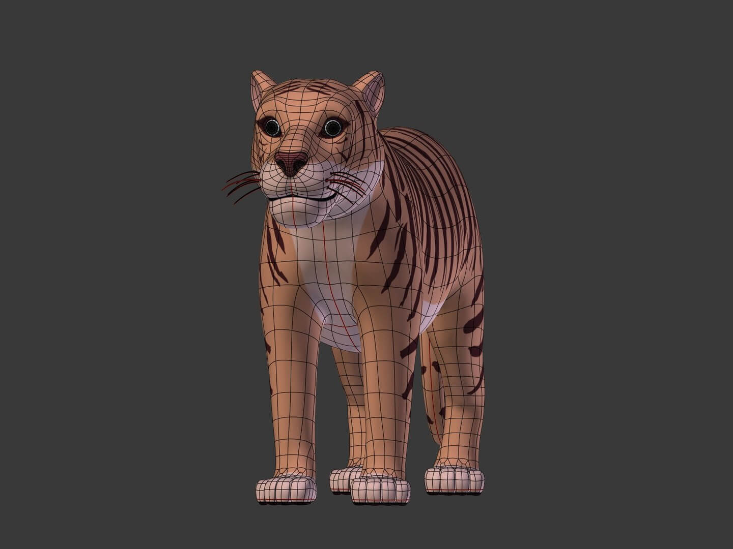 Cartoon Tiger - 3D Model by Ocstard