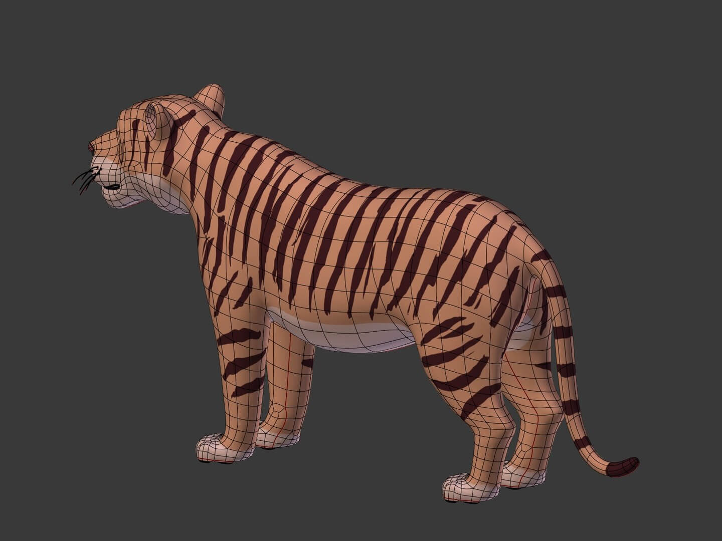 Cartoon Tiger - 3D Model by Ocstard