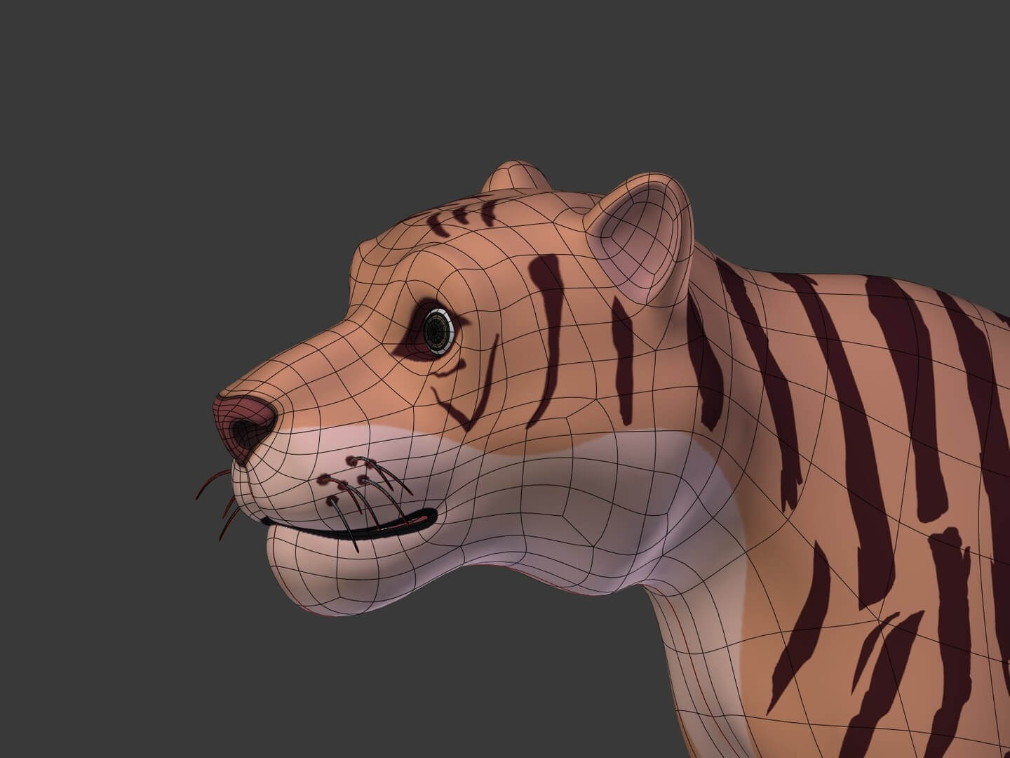 Cartoon Tiger - 3D Model by Ocstard