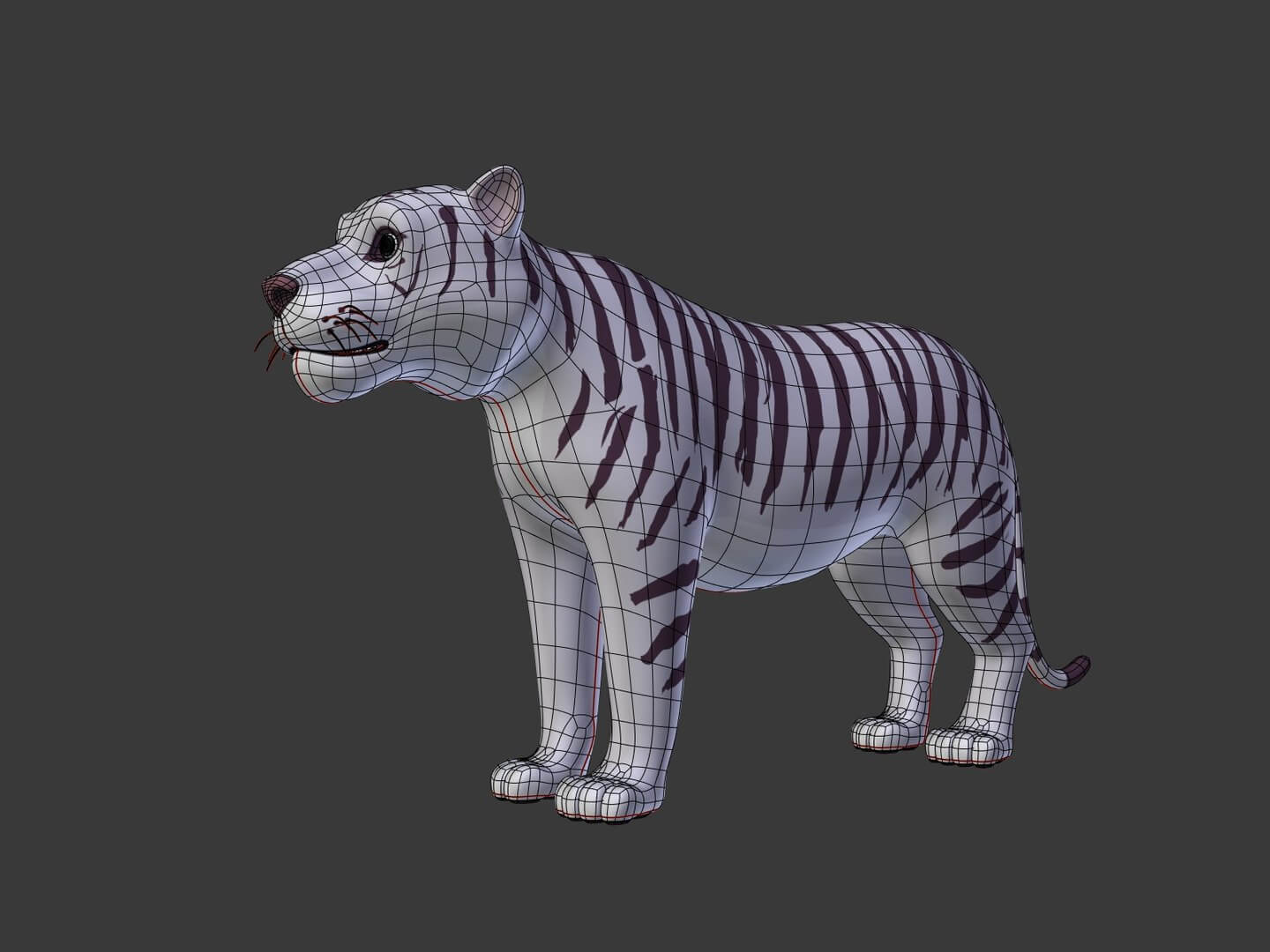 Cartoon White Tiger - 3D Model by Ocstard