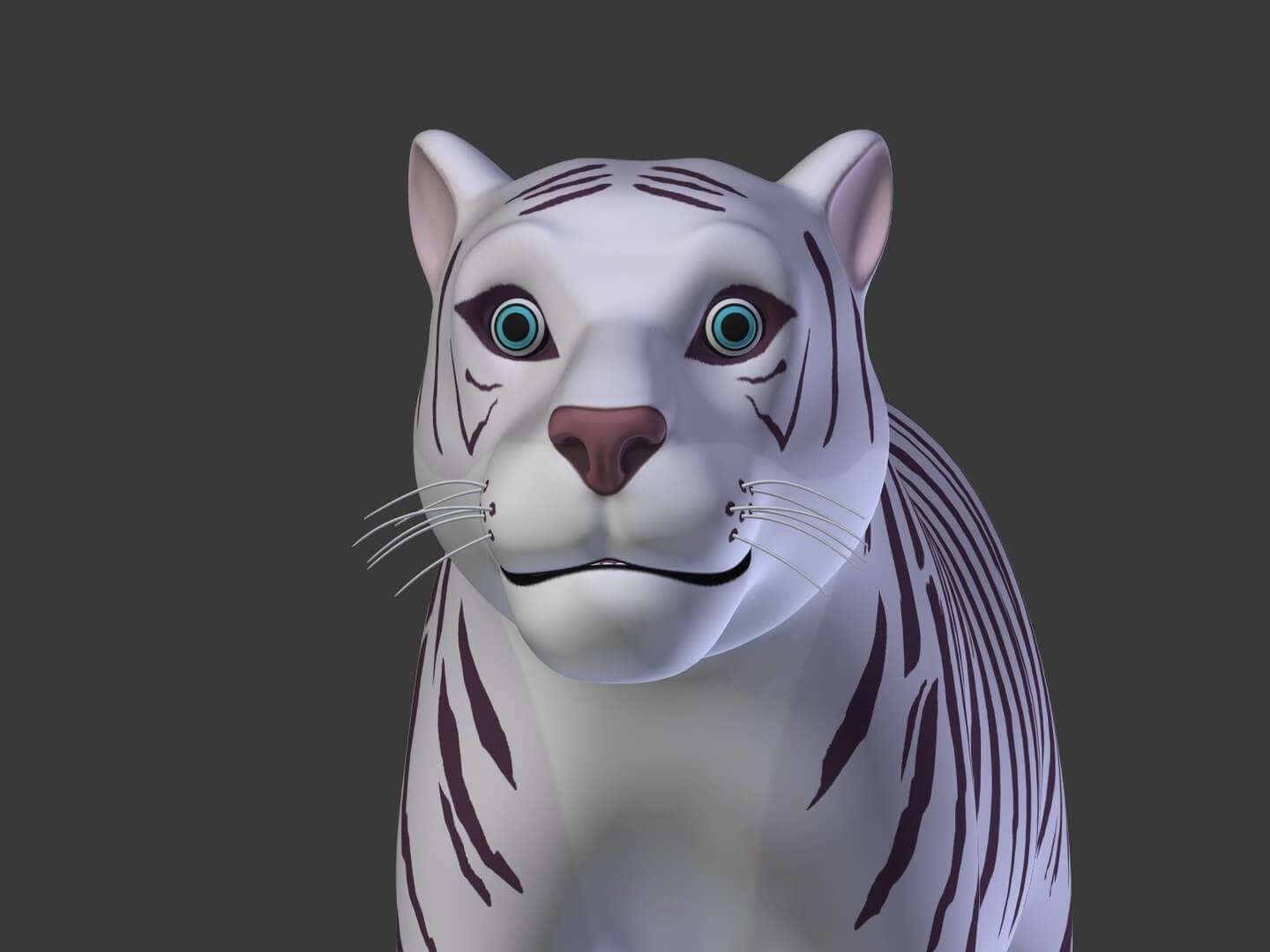 Cartoon White Tiger - 3D Model by Ocstard