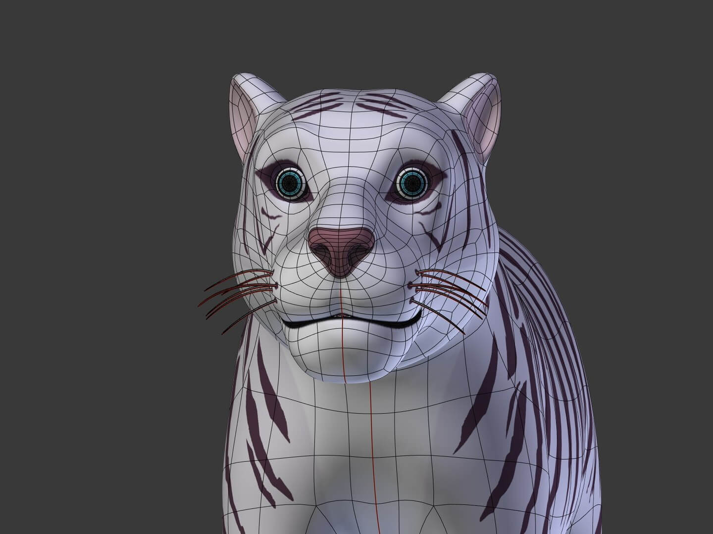 Cartoon White Tiger - 3D Model by Ocstard
