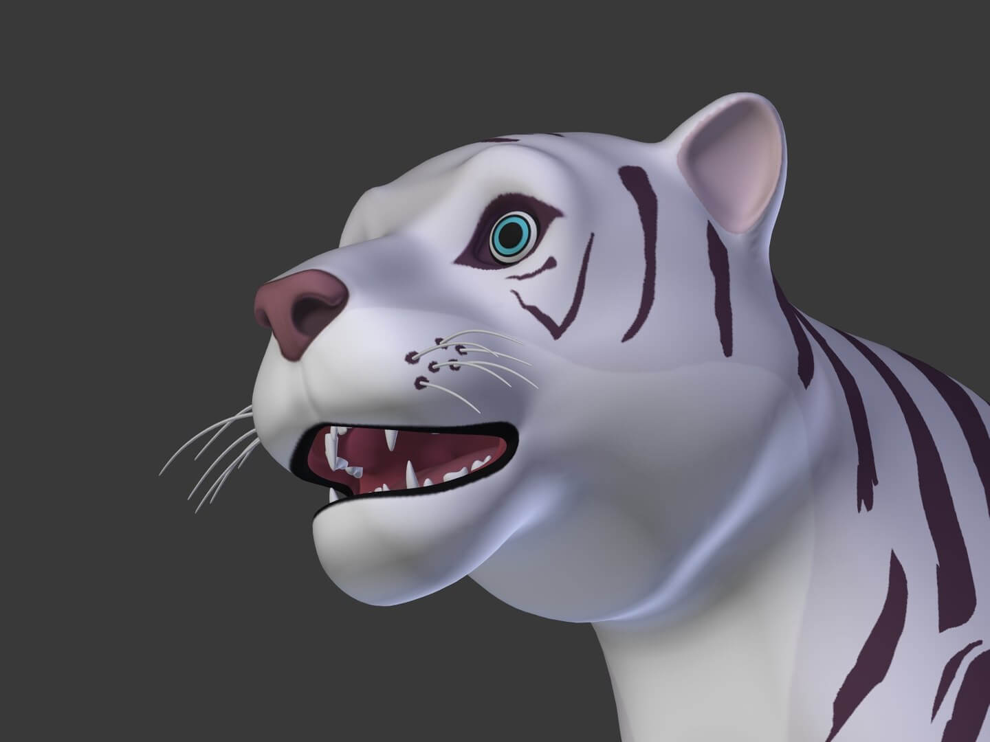 Cartoon White Tiger - 3D Model by Ocstard