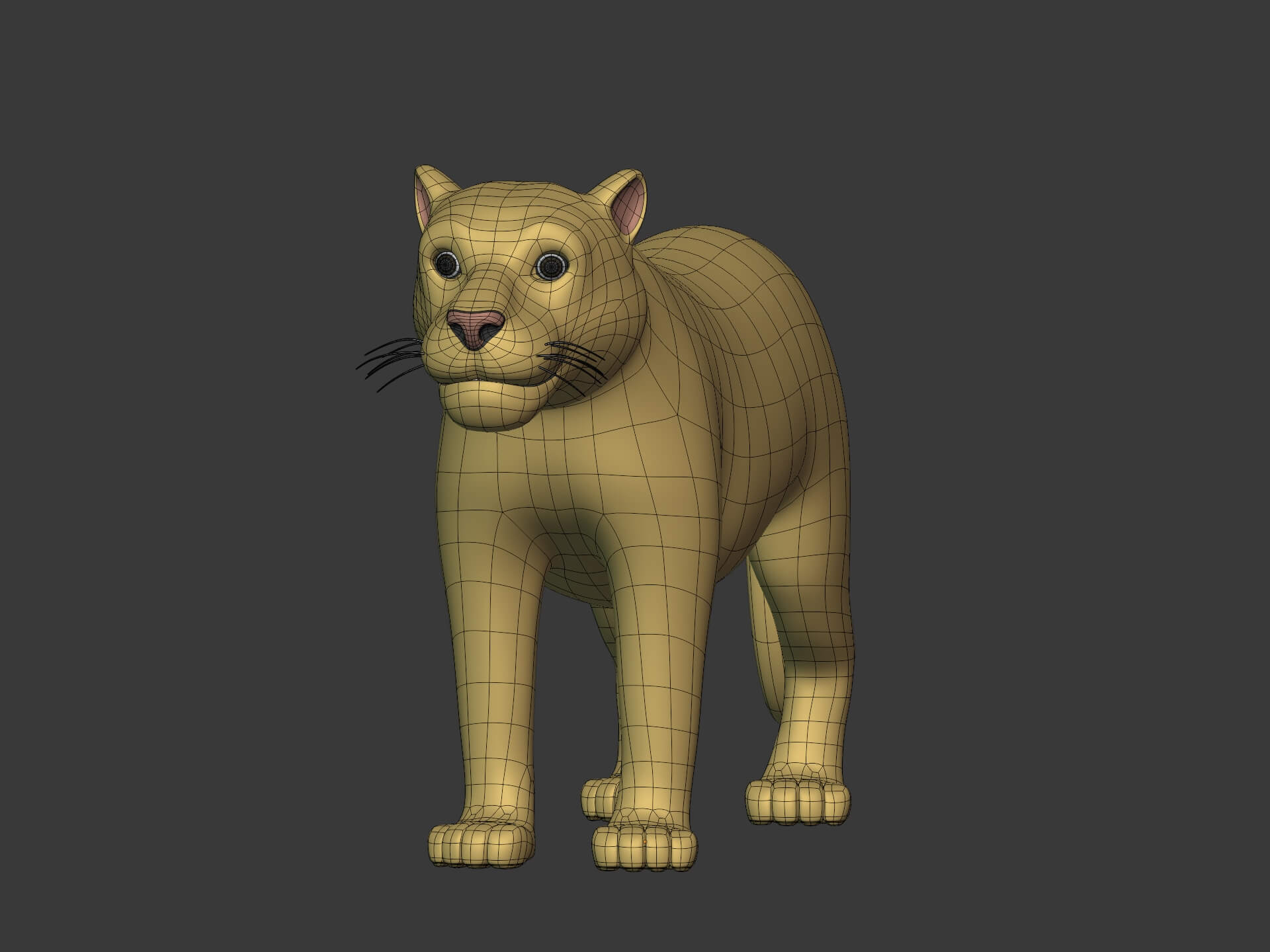 Cartoon Big Cat Base Mesh - 3D Model by Ocstard