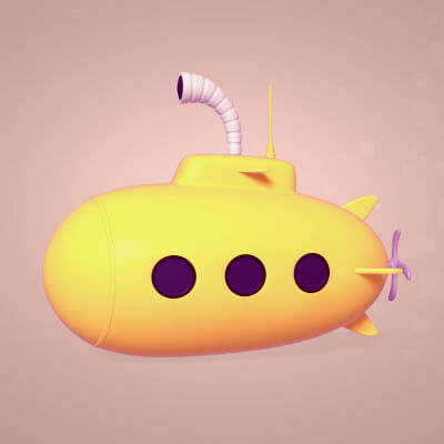 Cartoon Submarine - 3D Model by Ocstard
