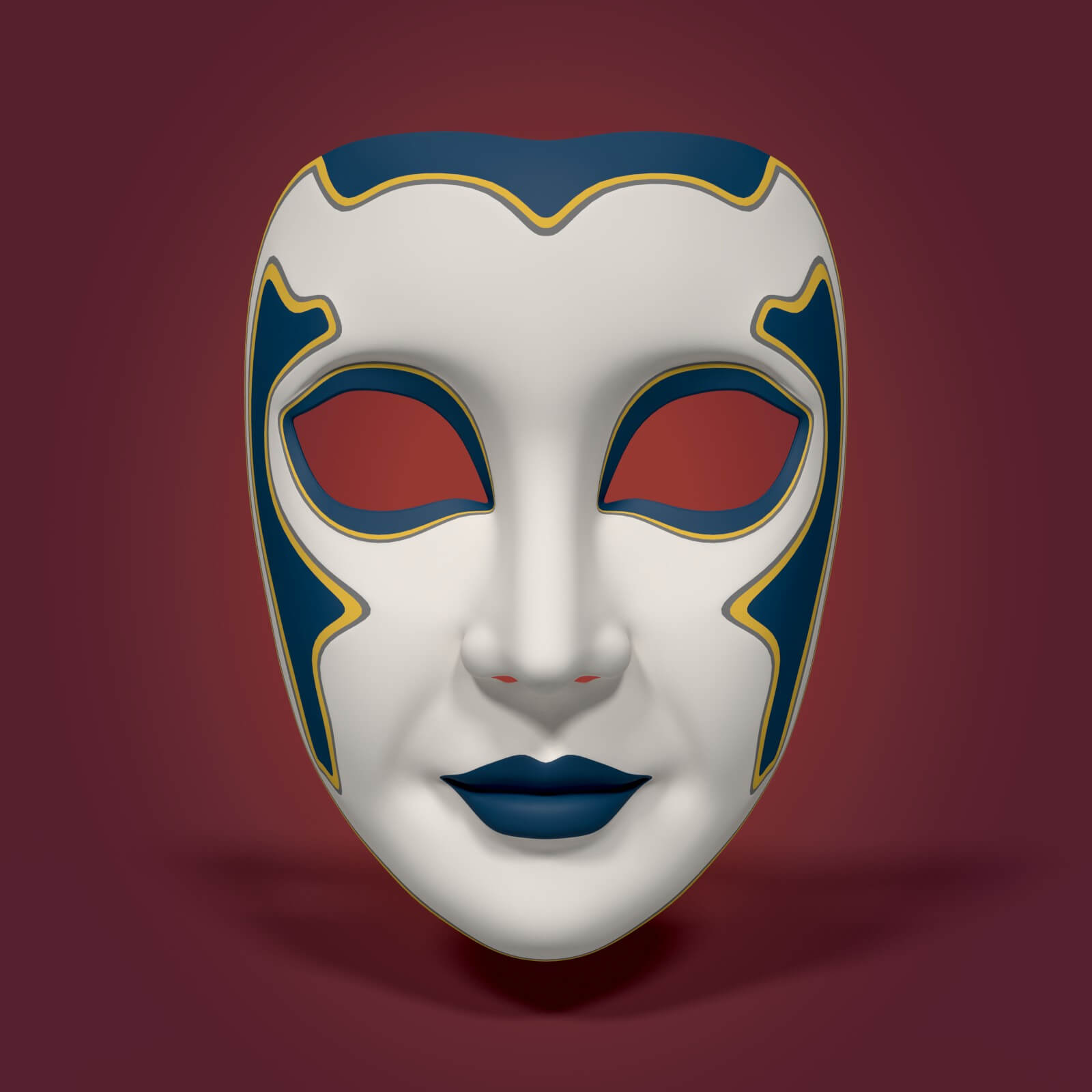 Woman Mardi Gras Mask - 3D Model by Ocstard
