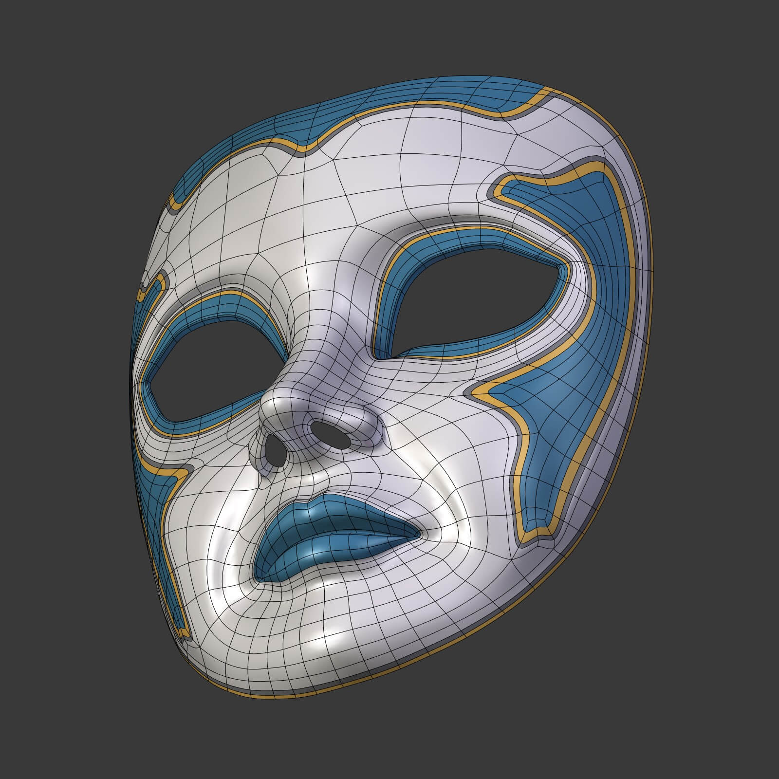 Woman Mardi Gras Mask - 3D Model by Ocstard