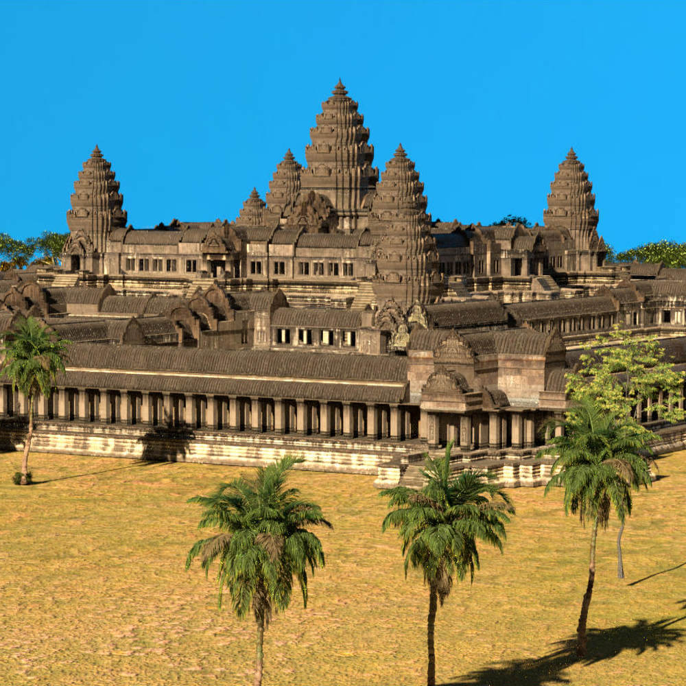 Angkor Wat 3D Render, Digital Art by ODs