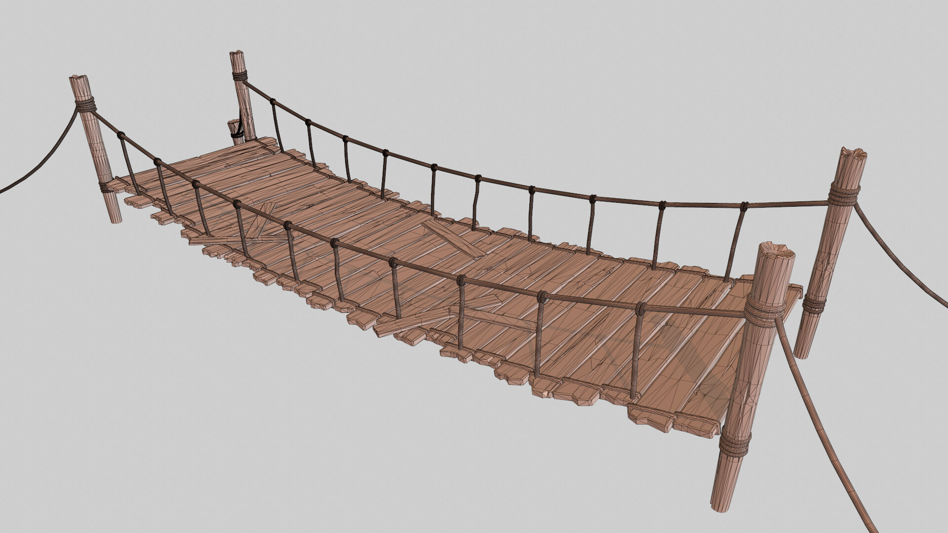 Drawbridge Wooden Bridge - 3D Model by ogmodels