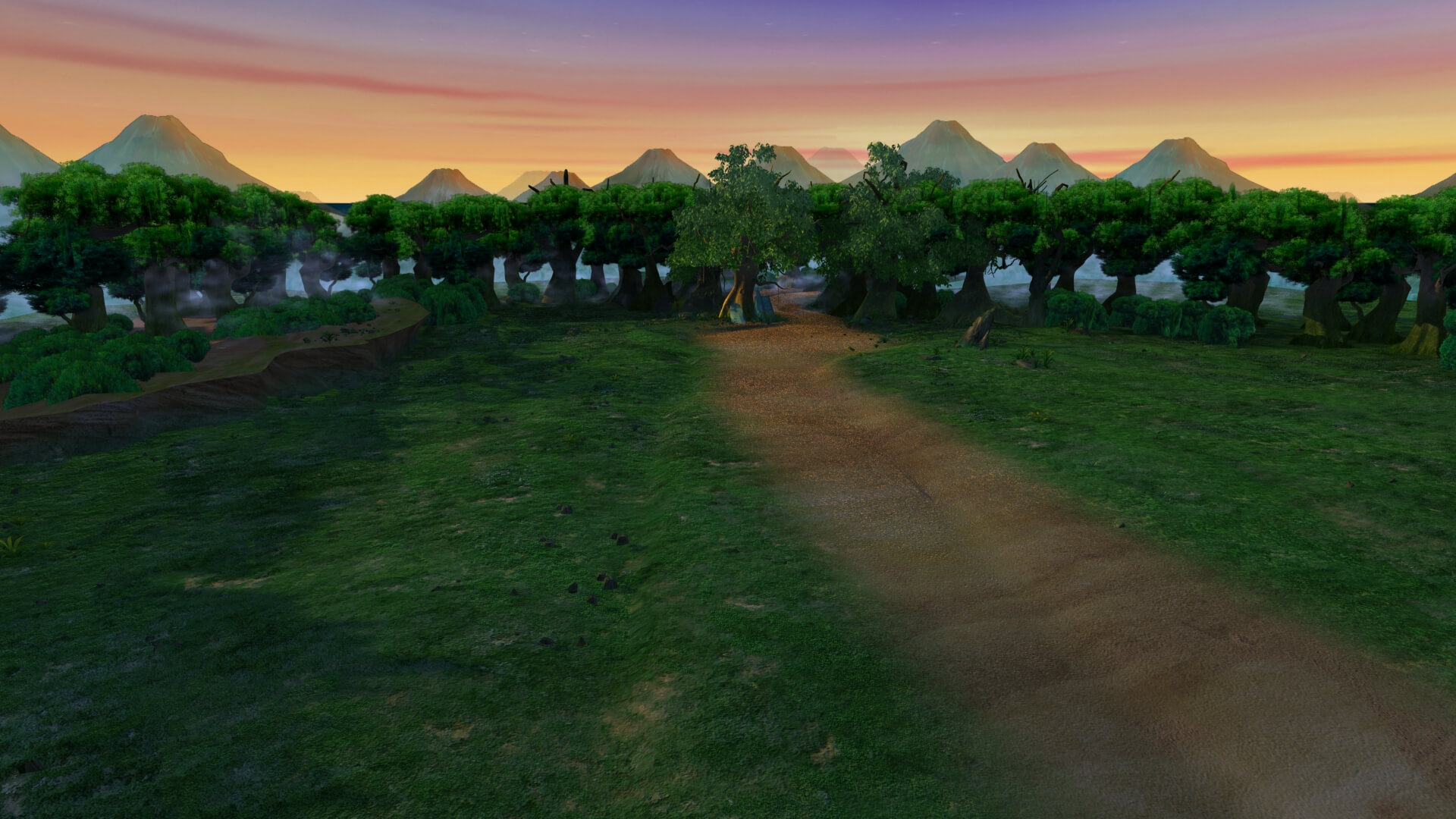 Forest Path Tree Park Village - 3D Model by ogmodels