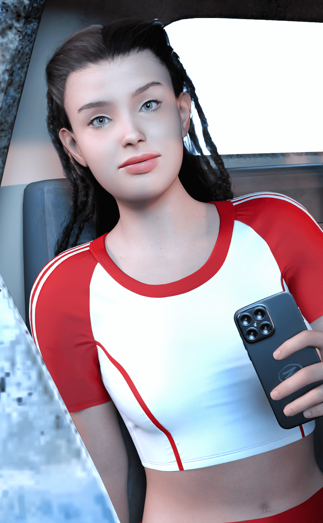 Red-White Zeyn 3D Render, Digital Art by Ohnomen