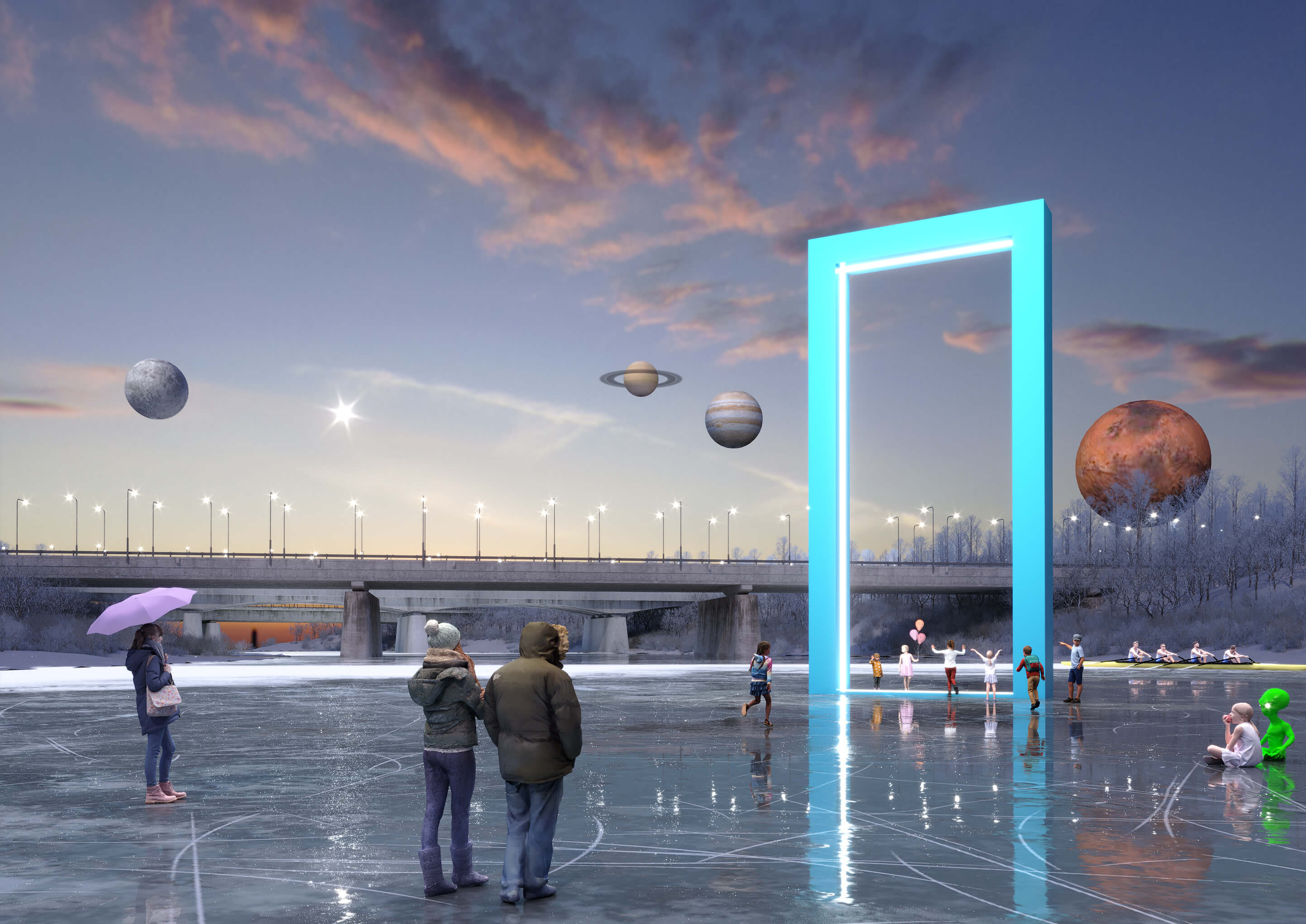 Star Gate 3D Render, Digital Art by Okmijun