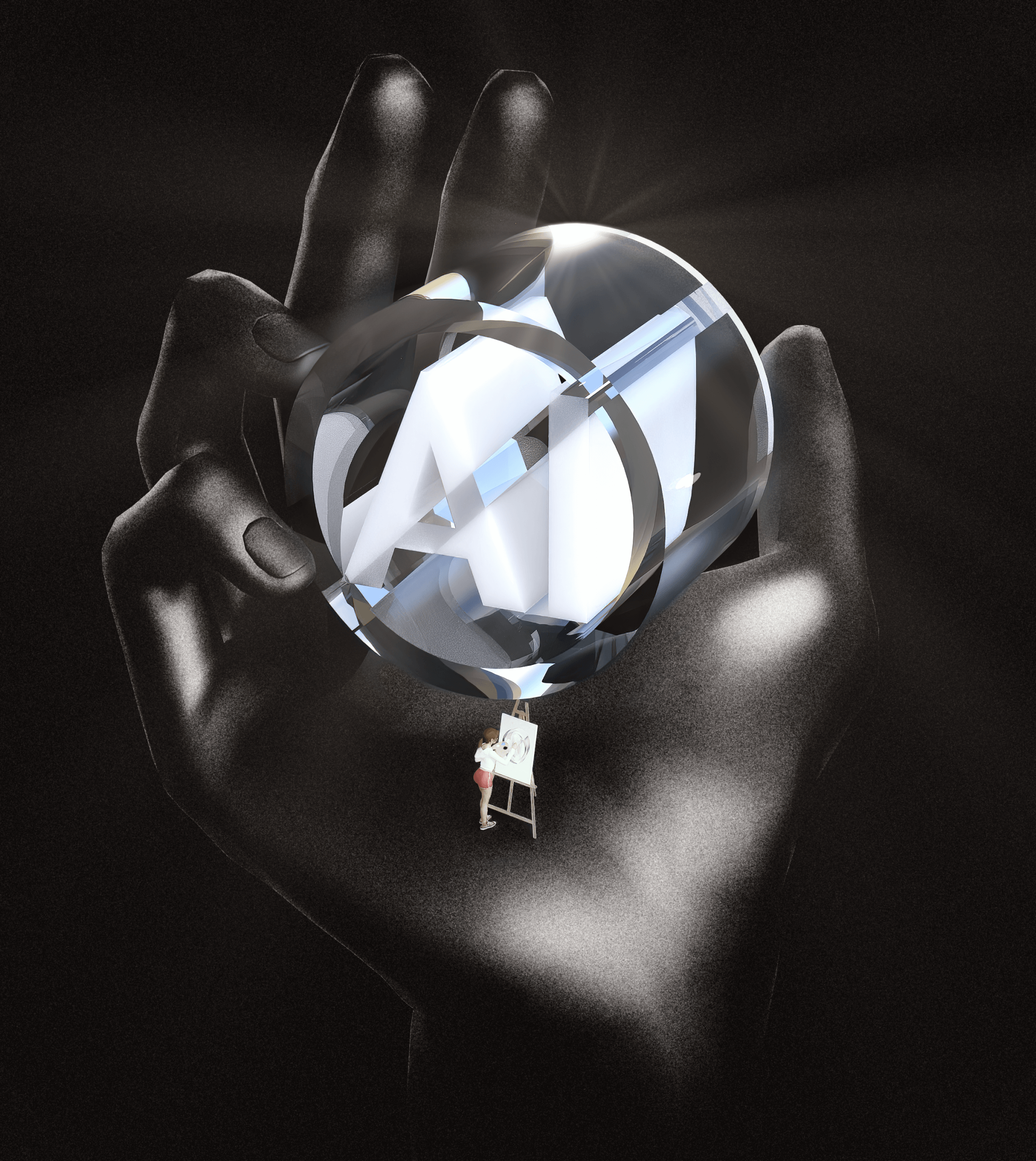 A Hand, A Drawing 3D Render, Digital Art by olAna