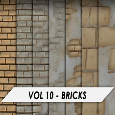 Hand Painted Textures - Vol 10 - Bricks 3D Texture by oleekconder