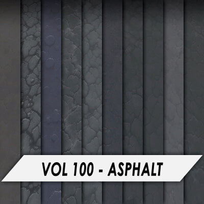 Stylized Textures – Vol 100 – Asphalt - 3D Texture by oleekconder
