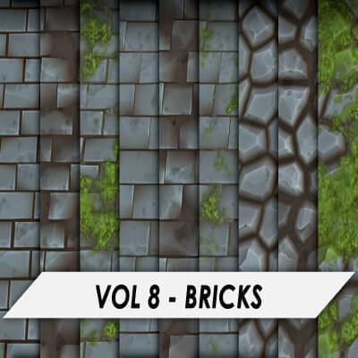 Hand Painted Textures - Vol 8 - Bricks 3D Texture by oleekconder