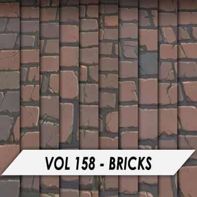 Stylized Textures – Vol 158 – Bricks - 3D Texture by oleekconder