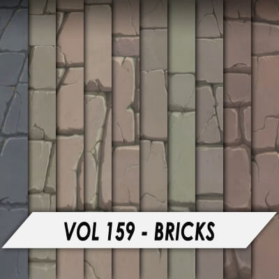 Stylized Textures – Vol 159 – Bricks - 3D Texture by oleekconder