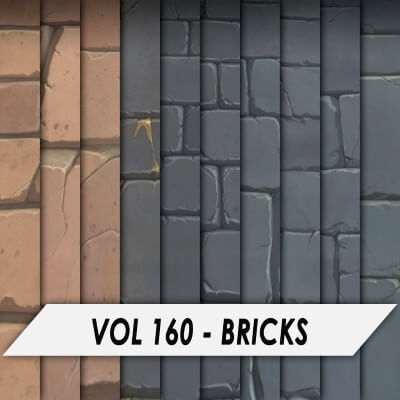 Stylized Textures – Vol 160 – Bricks - 3D Texture by oleekconder