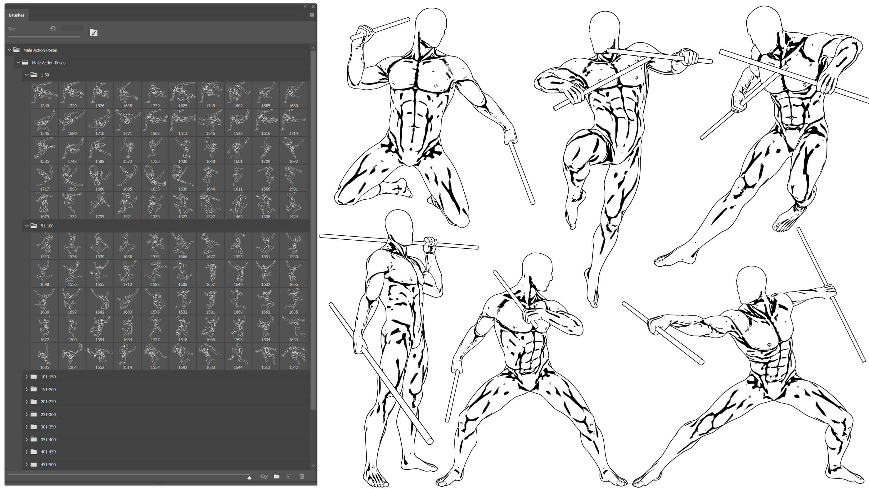 500 Cheat Brushes Male Action Poses - Free Reference Photo Set by ...