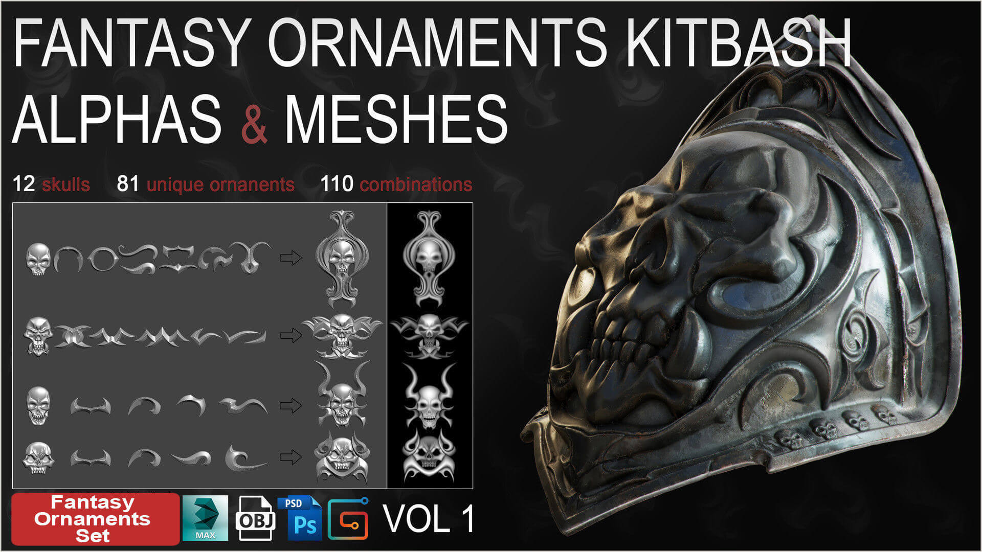 Fantasy Ornaments: Alphas & Meshes Vol. 1 - 3D Model by OlegUshenok