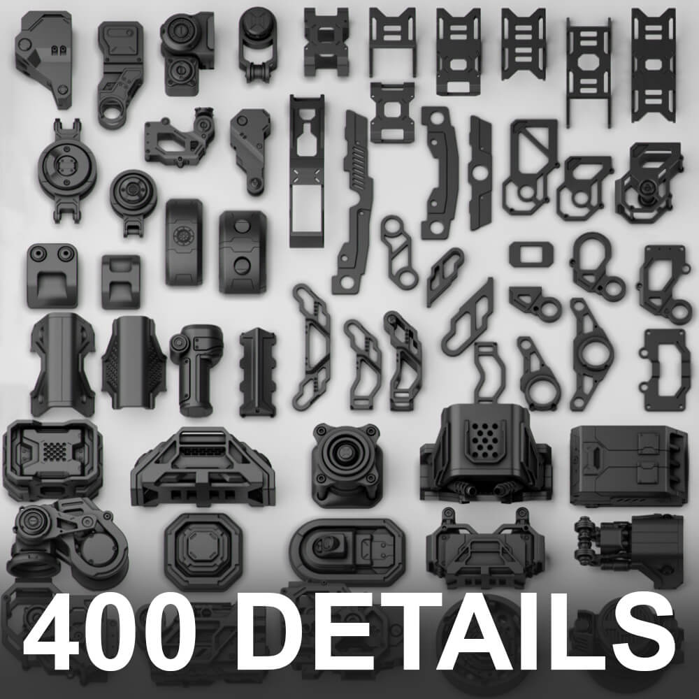 Hard Surface Kitbash Vol 1 3D Render, Digital Art by OlegUshenok