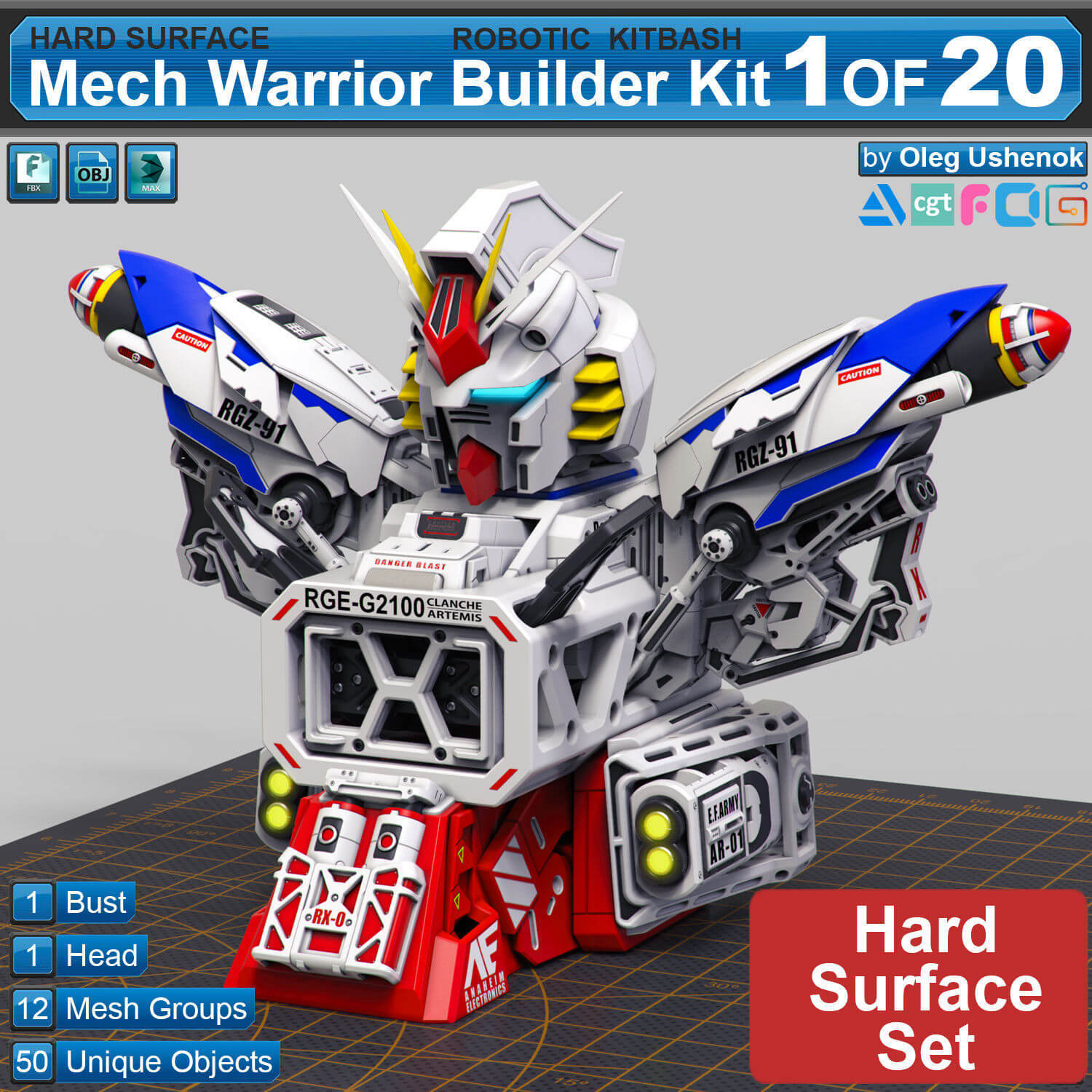 Mech Warrior Hard Surface Kitbash 1 of 20 3D Render