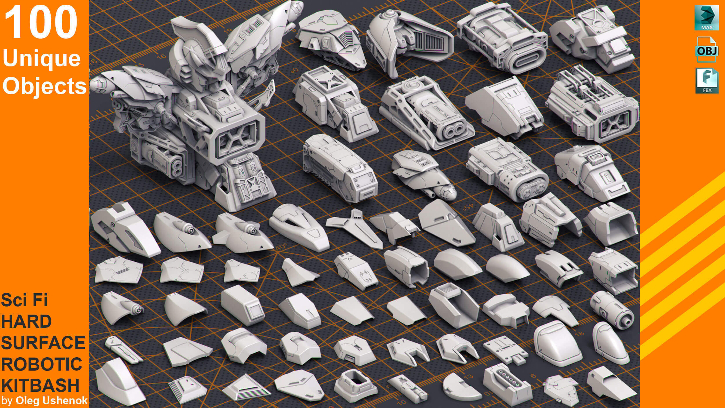 Mech Warrior Hard Surface Kitbash 1 of 20 - 3D Model by OlegUshenok