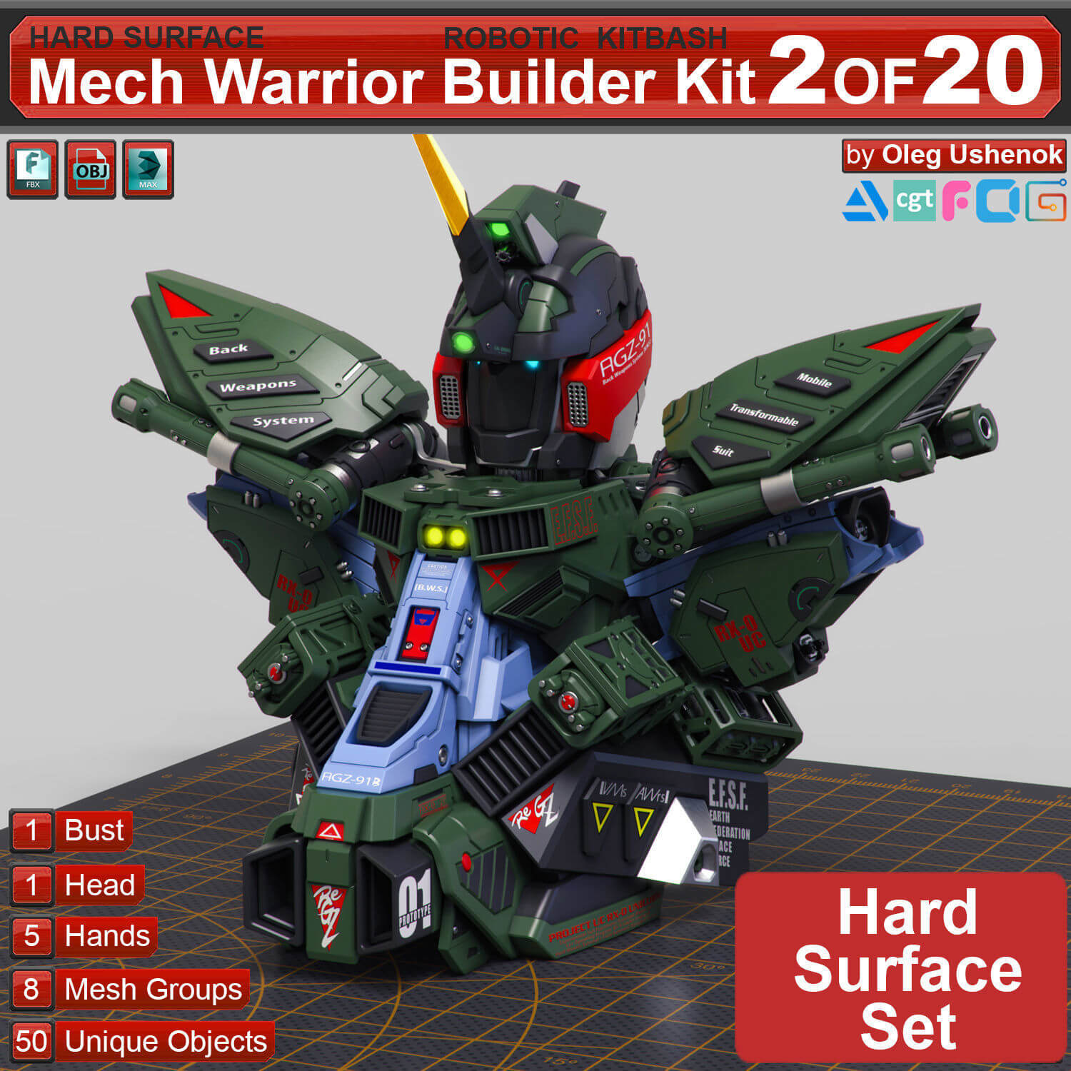 Mech Warrior Hard Surface Kitbash 2 of 20 - 3D Model by OlegUshenok