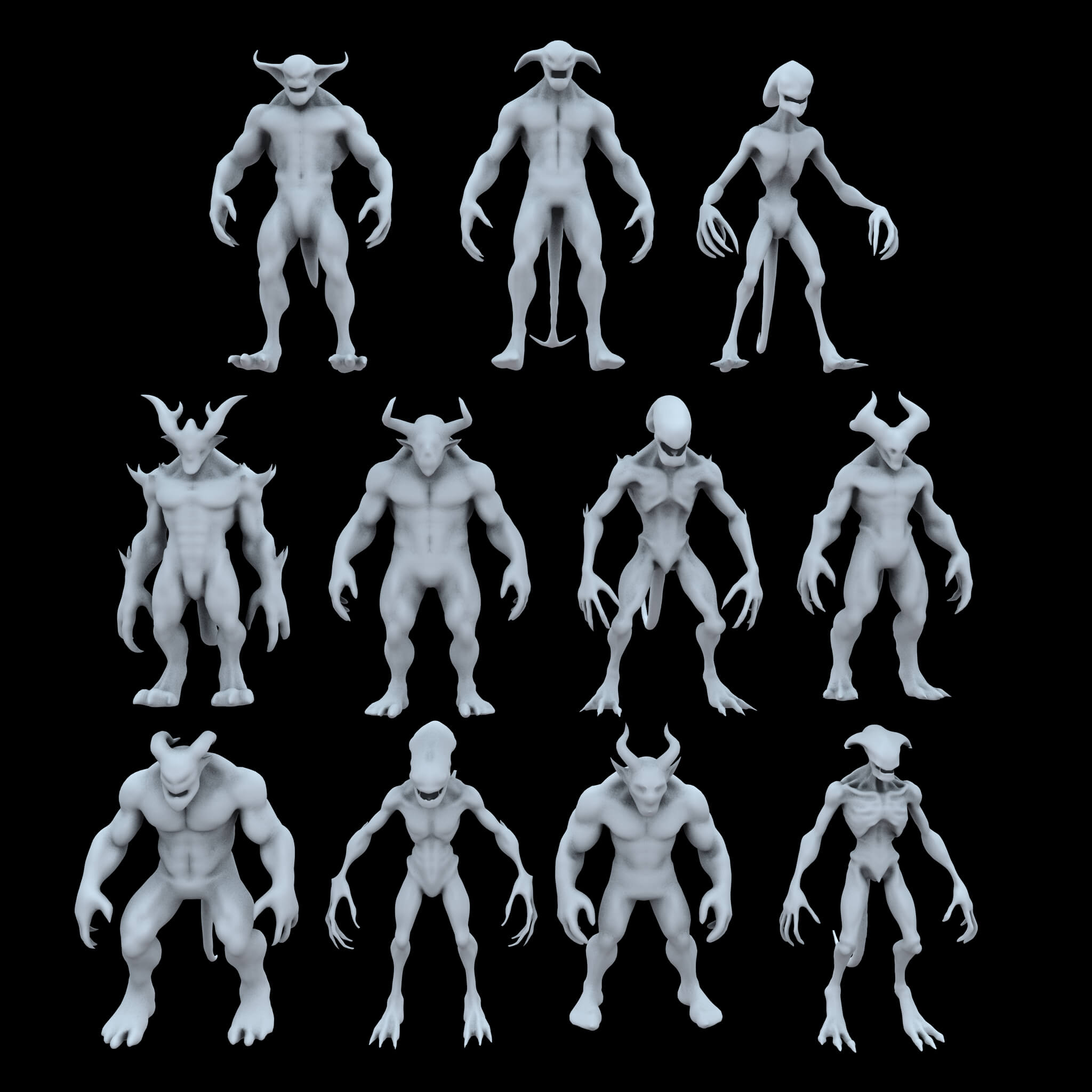 Monster and Demon Base Mesh Kit II 11 Diverse Designs - 3D Model by ...