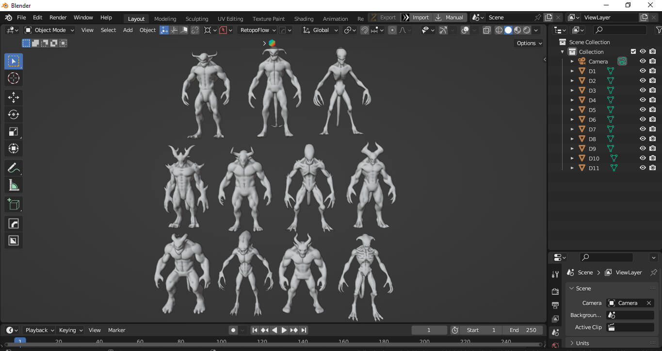Monster and Demon Base Mesh Kit II 11 Diverse Designs - 3D Model by Oleksandr Vilchynskyi