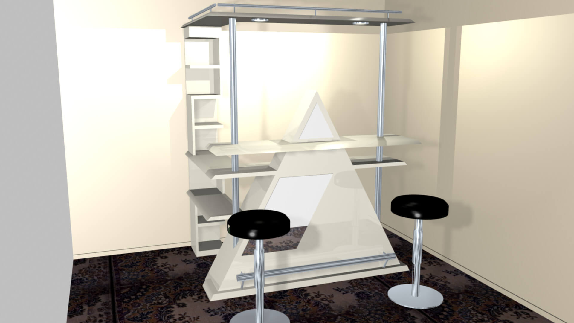 Small House Bar, With Stools, Lights and More - Free 3D Model by ollli3d