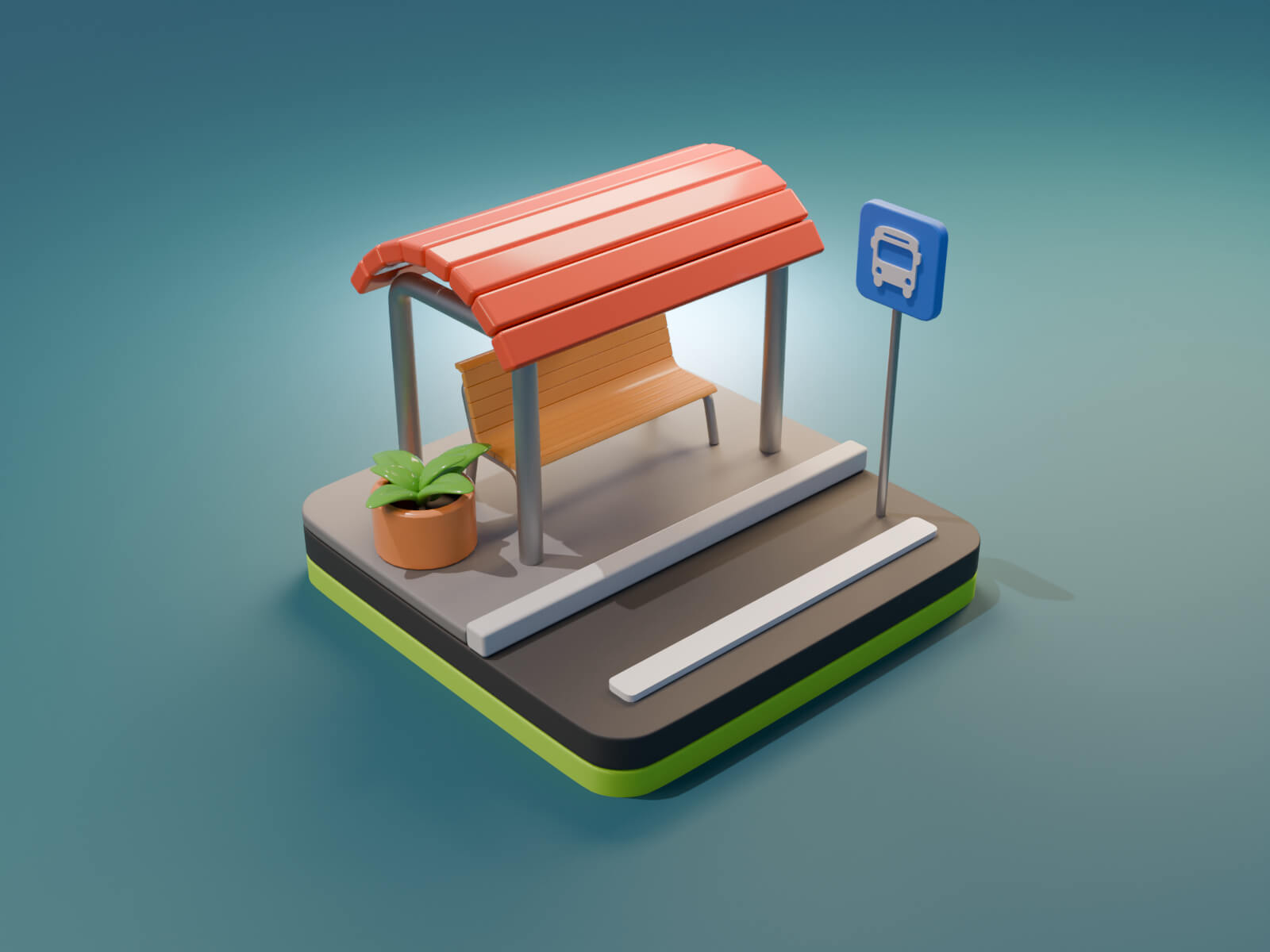 Stylized Bus Stops - 3D Model by omarartdz