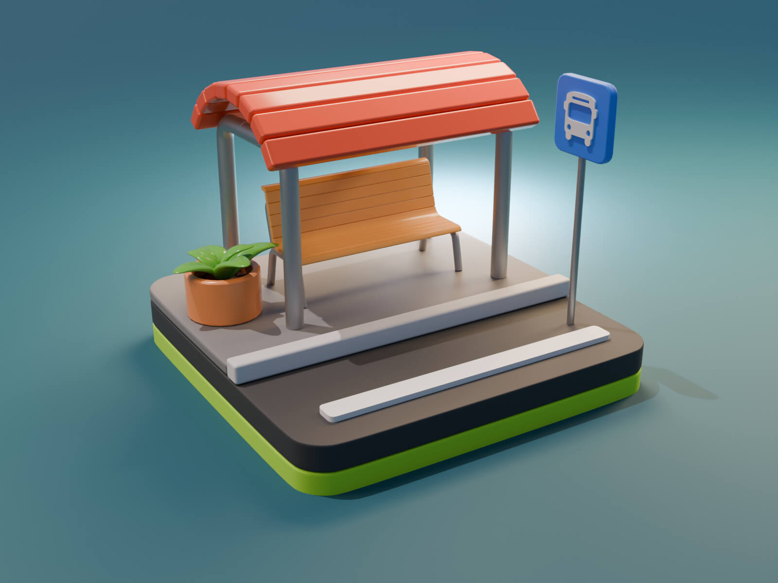 Stylized Bus Stops - 3D Model by omarartdz