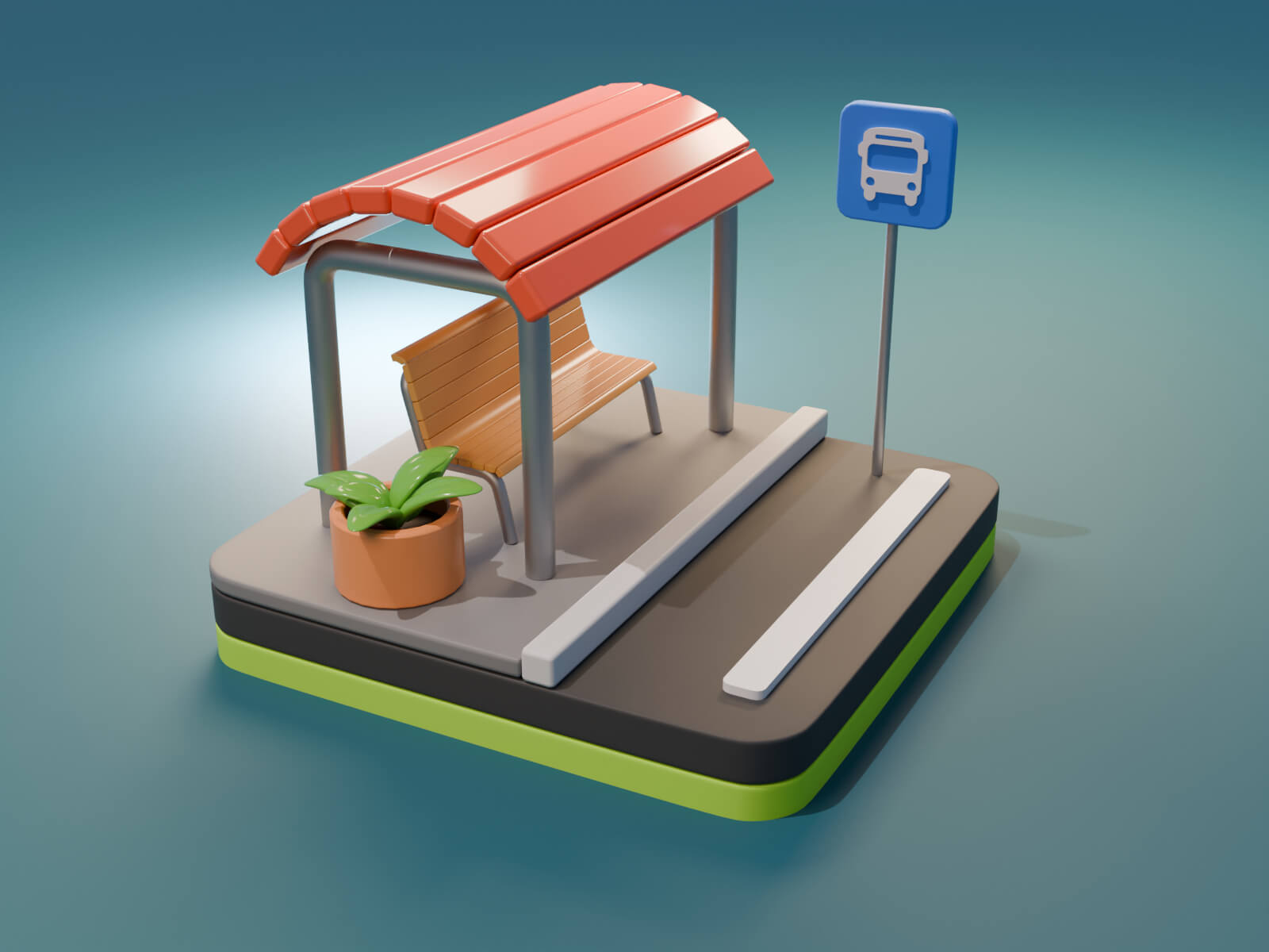 Stylized Bus Stops - 3D Model by omarartdz