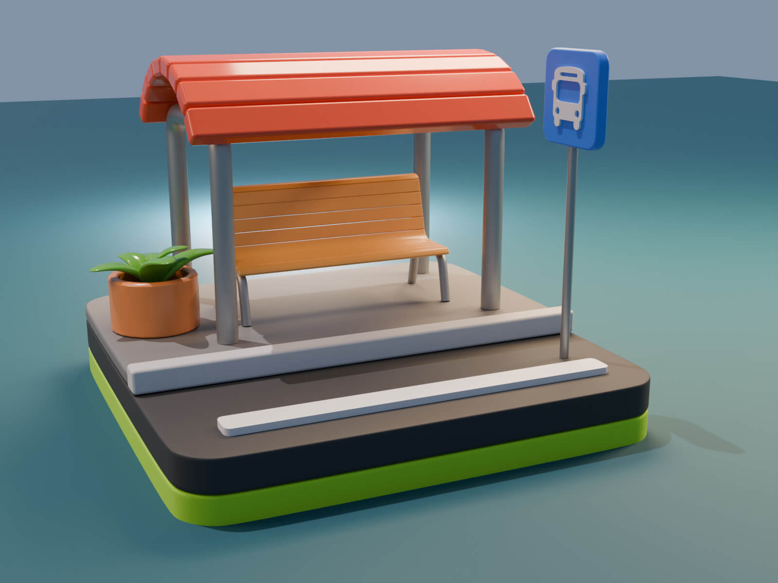 Stylized Bus Stops - 3D Model by omarartdz