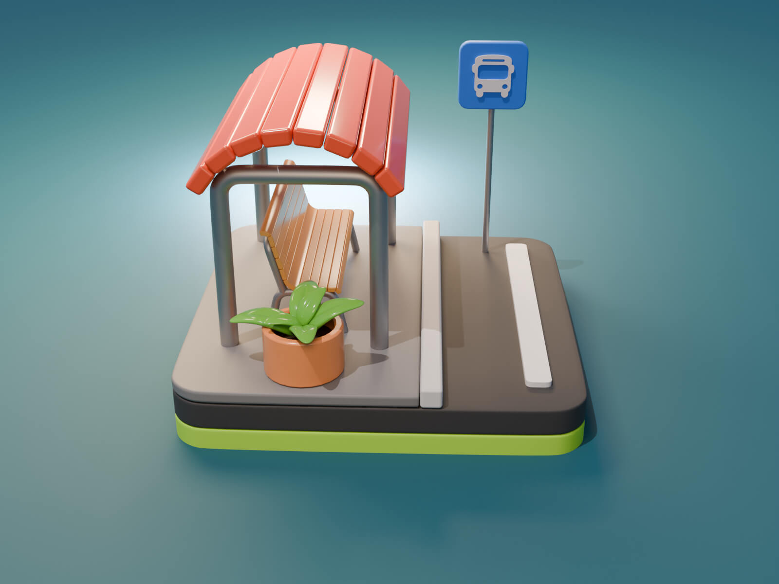 Stylized Bus Stops - 3D Model by omarartdz